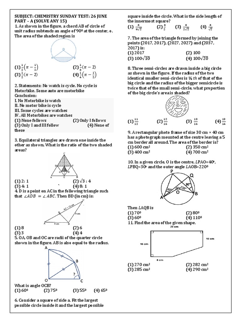 Chemical Science Sunday Test 01 New Batch | PDF | Crystal Structure ...