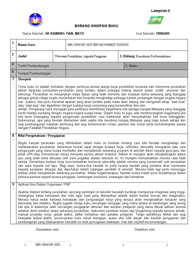 Buku 5 (Wawasan Pendidikan - Agenda Pengisian) | PDF