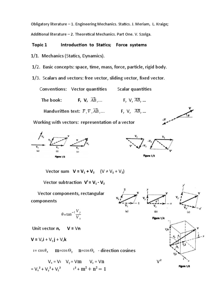 Statics, Topics 1,2,3 | PDF | Truss | Euclidean Vector