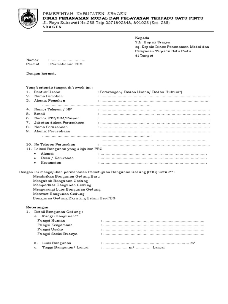Formulir Simbg | PDF | Teknologi & Rekayasa
