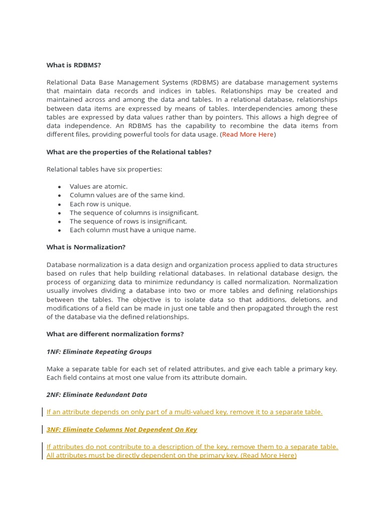 What Is RDBMS?: Read More Here | PDF | Microsoft Sql Server | Relational Database
