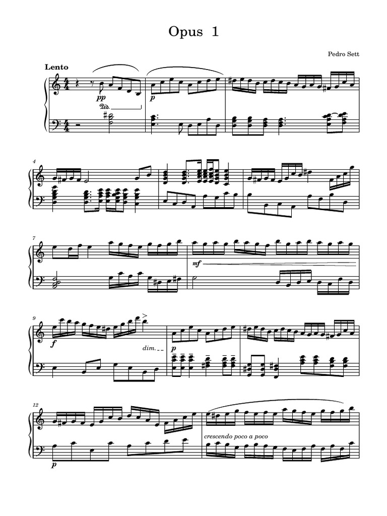 Opus No.1 Pedro Sett Final | Descargar gratis PDF | Musical Compositions | Musical Notation