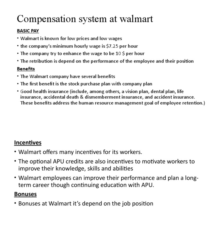 Walmart Employee Compensation Overview | PDF