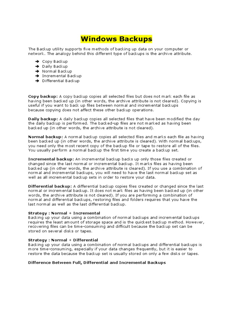 Windows Backups | Download Free PDF | Backup | Computer File