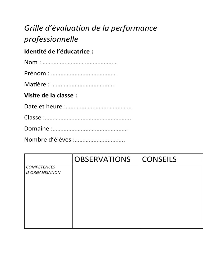 Grille D Evaluation Educatrice | PDF