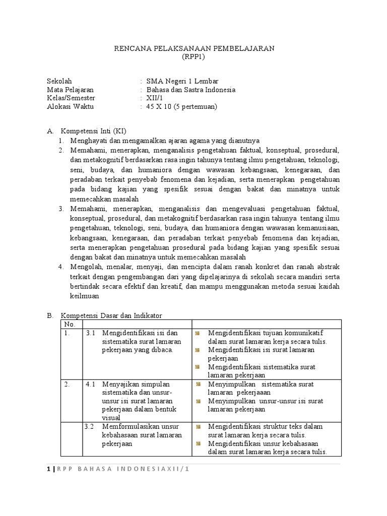 RPP Xii, Semerter 1, Revisi | PDF