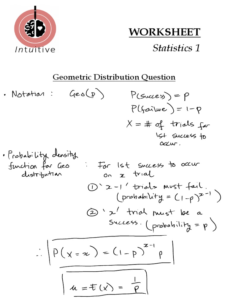 Geometric Distribution Worksheet Pdf