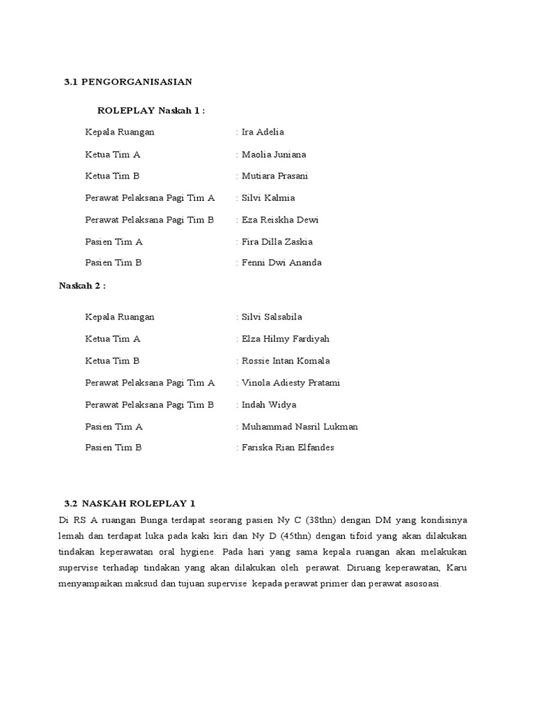 Role Play Supervisi Ketua Tim | PDF