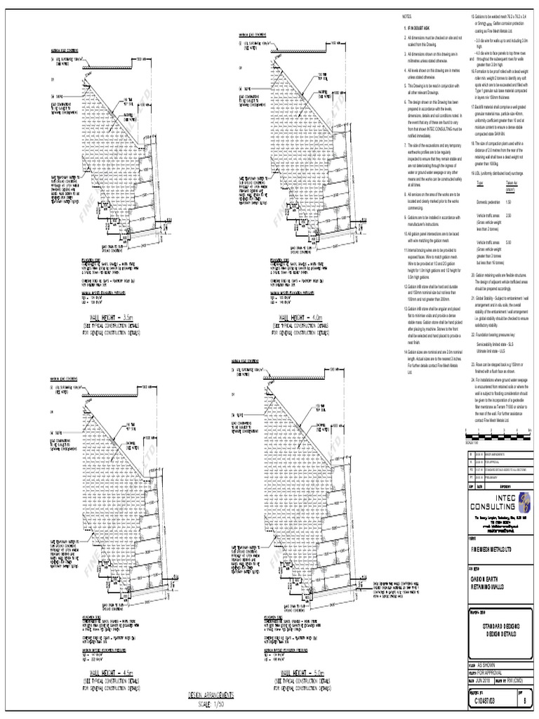 Gabion Retaining Wall Drawings - C10487-03 - Revb | PDF | Materials ...