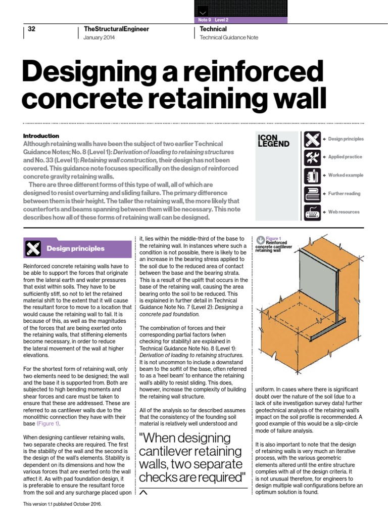 TGN Level 2 Note 9 Designing A Reinforced Concrete Retaining Wall ...