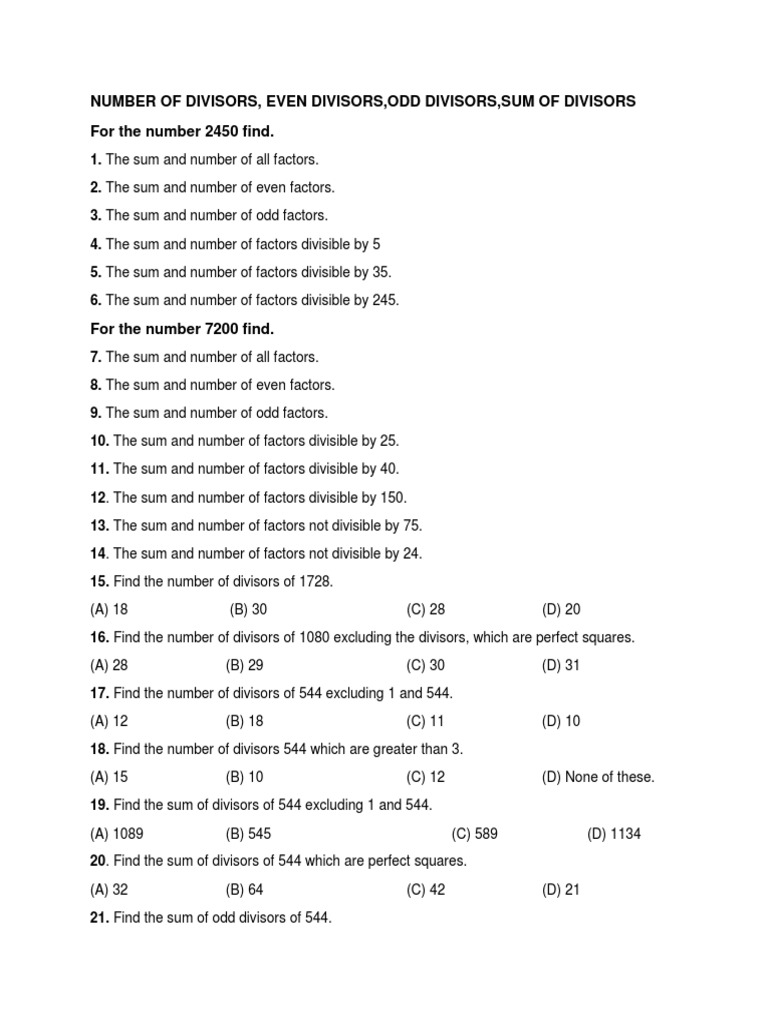 Divisor Sums and Unit Digits Analysis | PDF | Elementary Mathematics ...