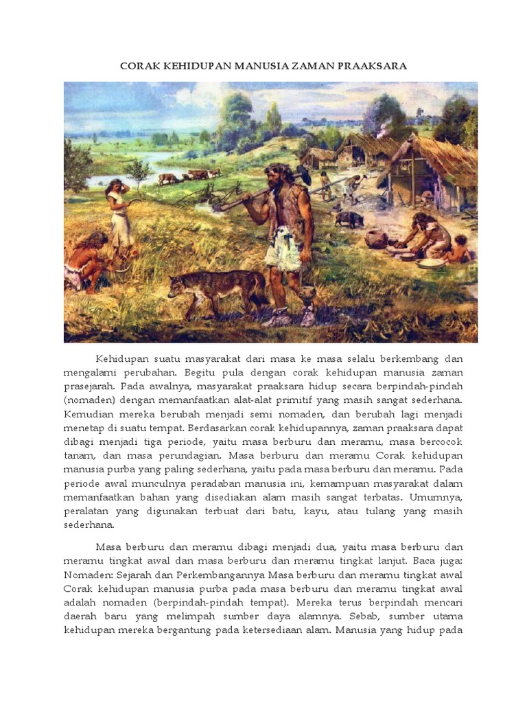 Corak Kehidupan Manusia Zaman Praaksara | PDF