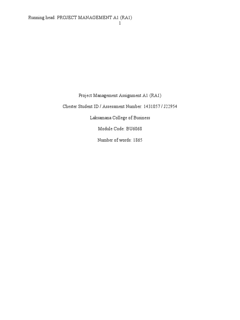 Project Management Assignment 1 | Download Free PDF | Project Management | Computing
