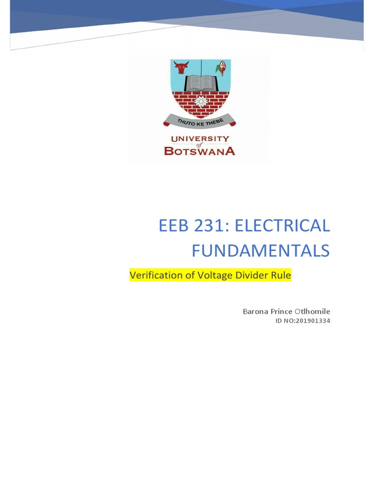 Eeb Lab Report Voltage Divider PDF | PDF | Voltage | Resistor