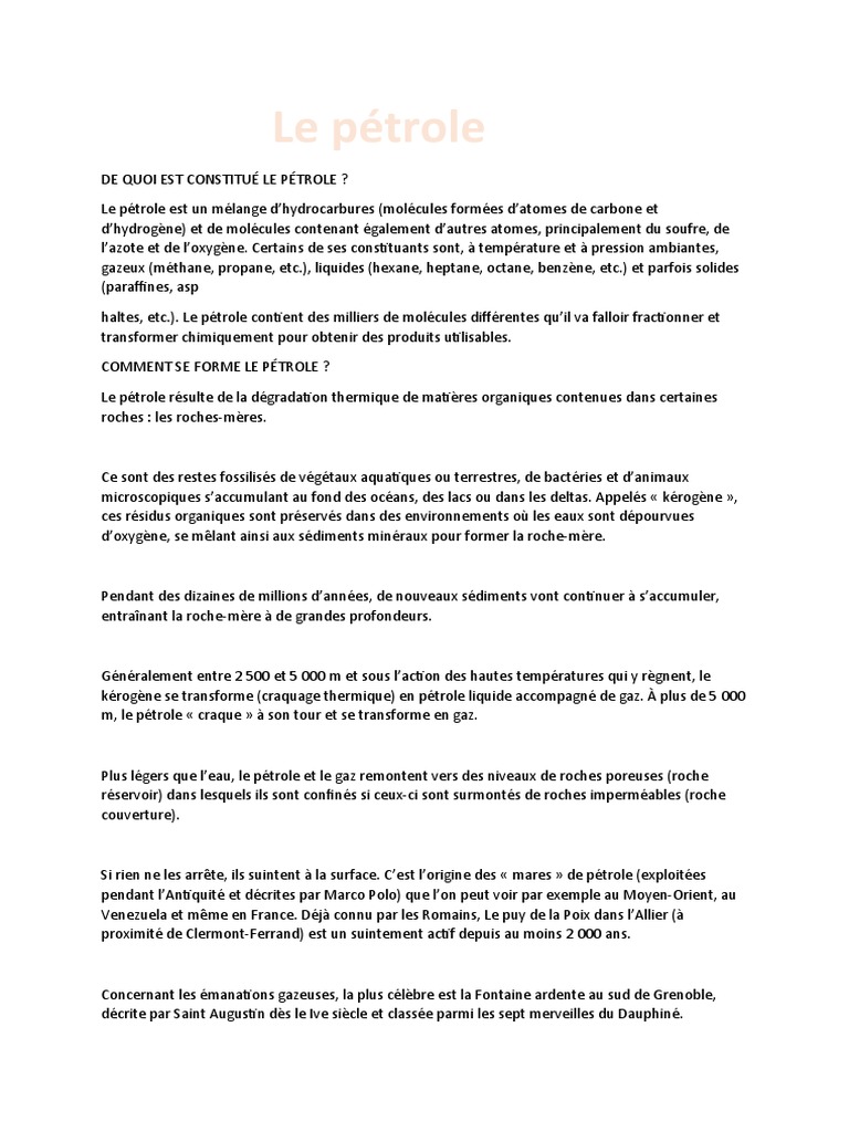 Composition et formation du pétrole | PDF | Pétrole | Hydrocarbures