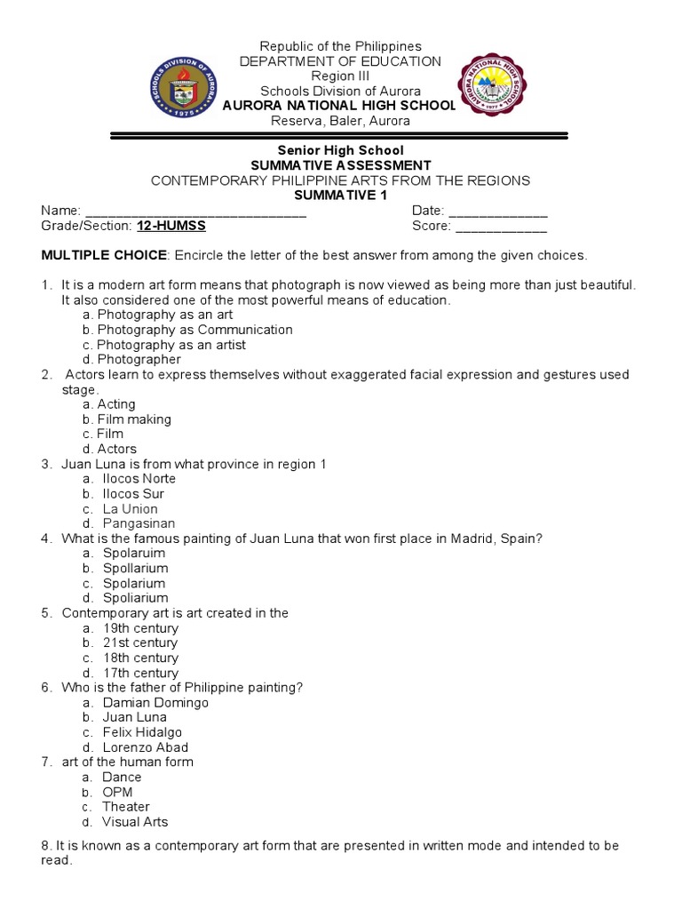 Cpar Summative 1 | PDF | The Arts | Aesthetics