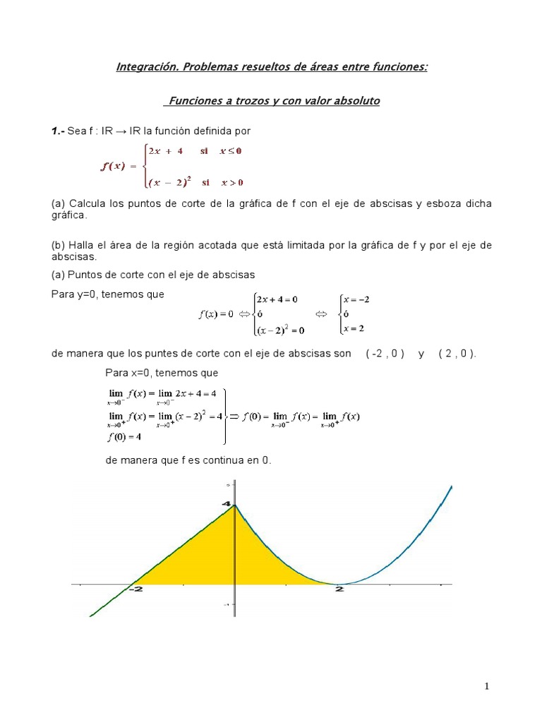 Integración - Áreas Entre Curvas A Trozos. | PDF | Integral | Curva