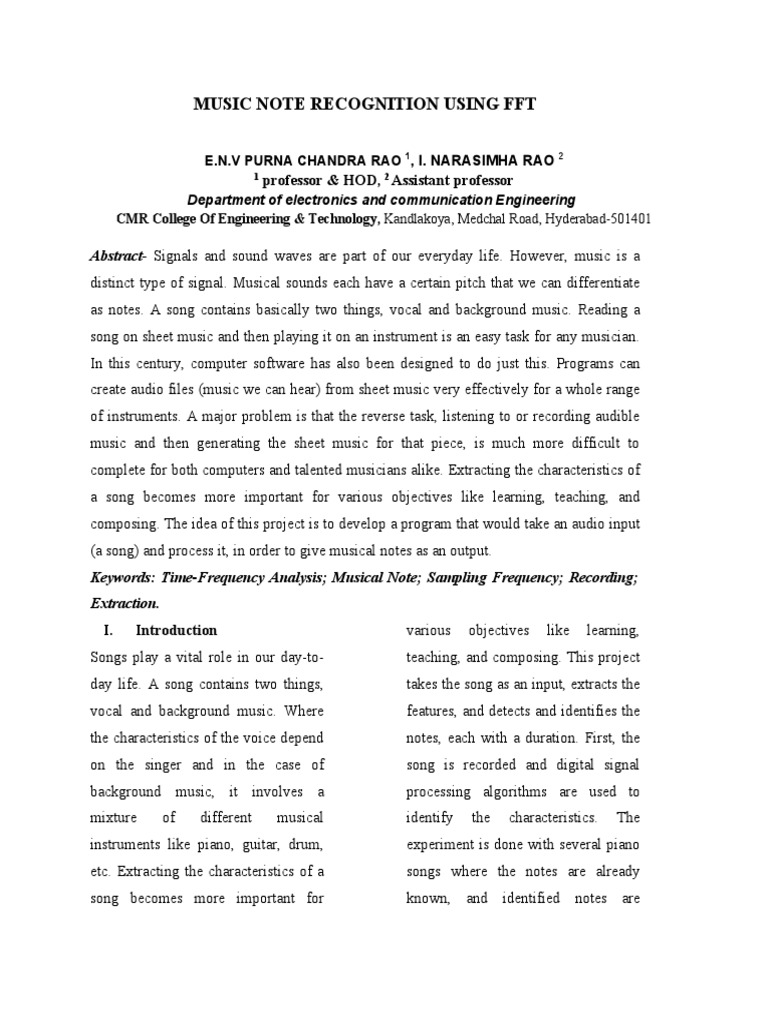 Music Note Recognition Using FFT | PDF | Discrete Fourier Transform ...