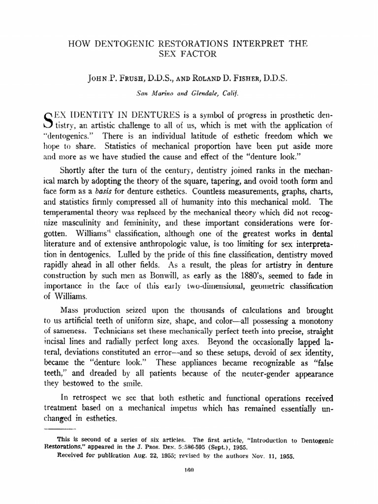 How Dentogenic Restorations Interpret The Sex Factor Pdf Dentures 3330