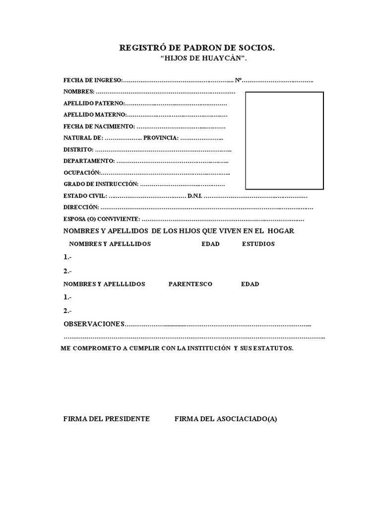 Registró de Padron de Socios | PDF
