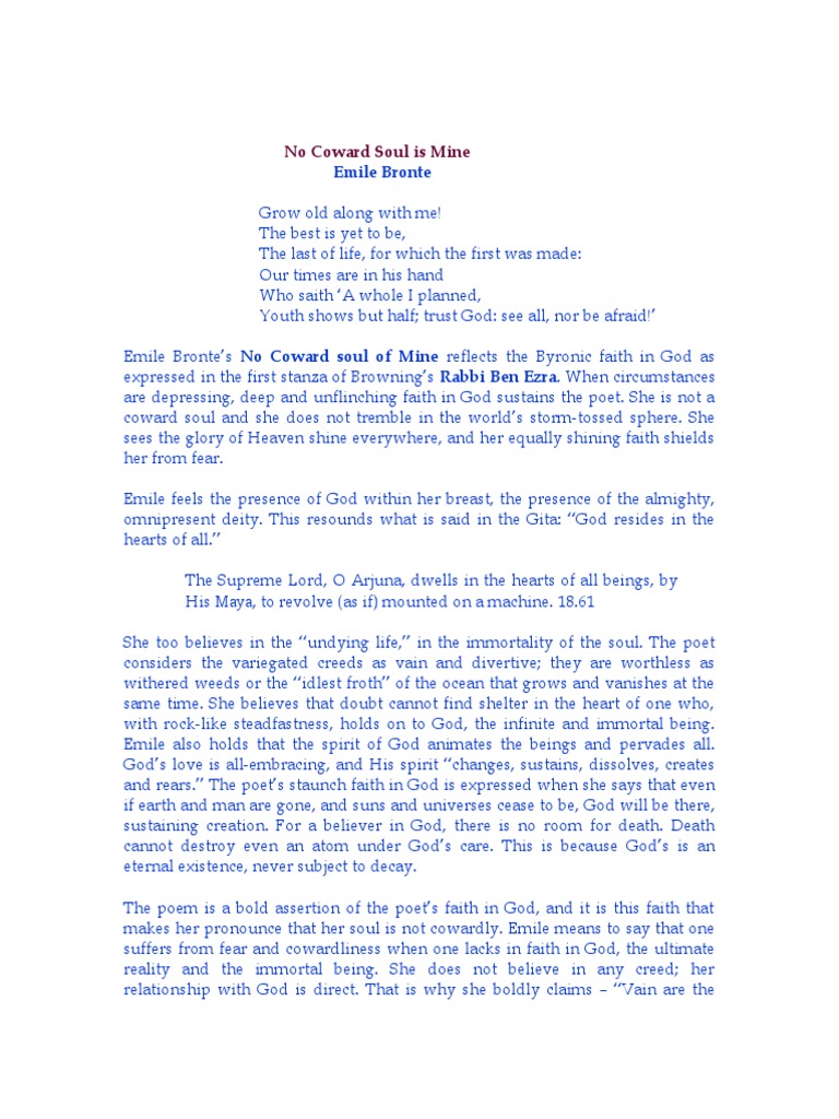 No Coward Soul of Mine | PDF | God | Poetry