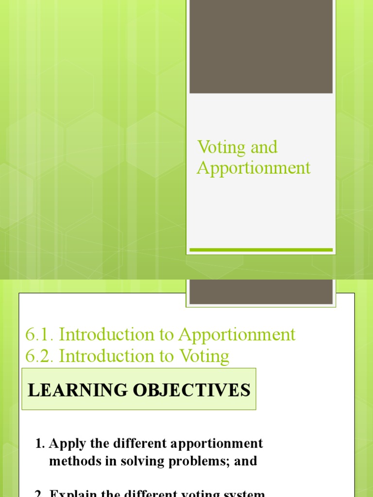 Chapter 6 Voting and Apportionment 1 | PDF | Voting | Two Round System