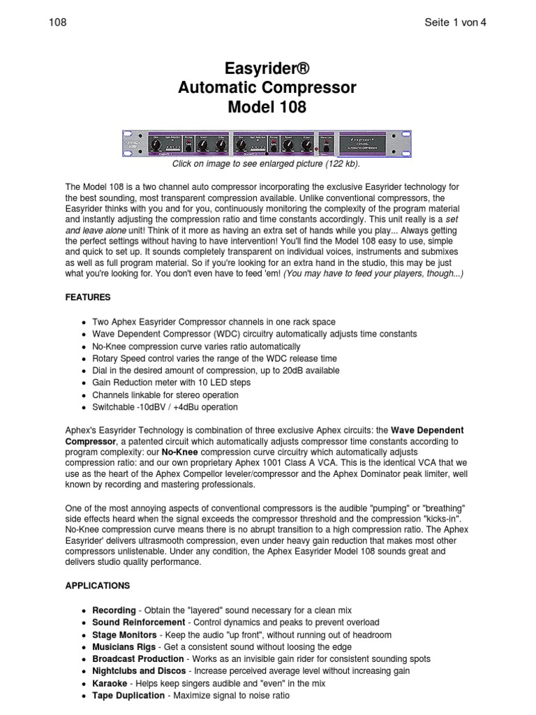 Aphex 108 | Download Free PDF | Decibel | Sound Technology