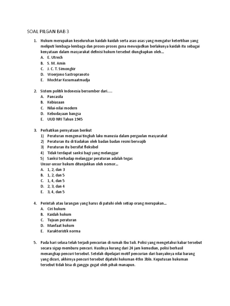 Soal Pilgan Bab 3-1 | PDF | Politik | Ilmu Sosial