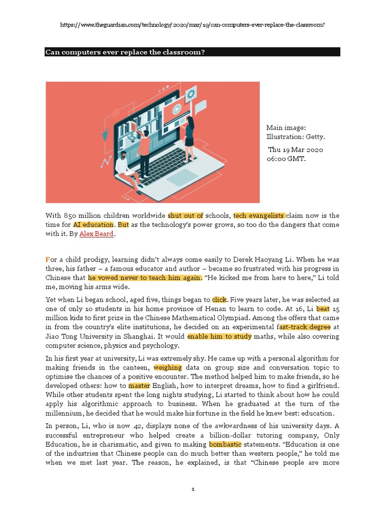 Can Computers Ever Replace The Classroom | Download Free PDF | Artificial Intelligence ...