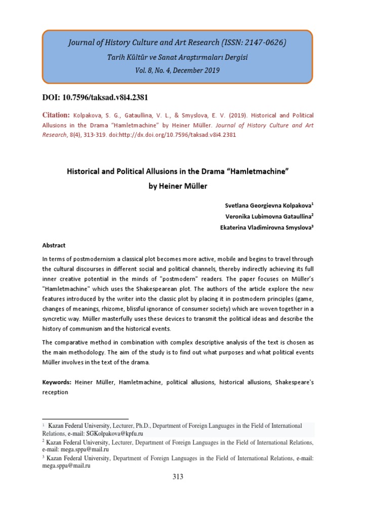 The Hamlet Machine Allusions | PDF | Hamlet | William Shakespeare