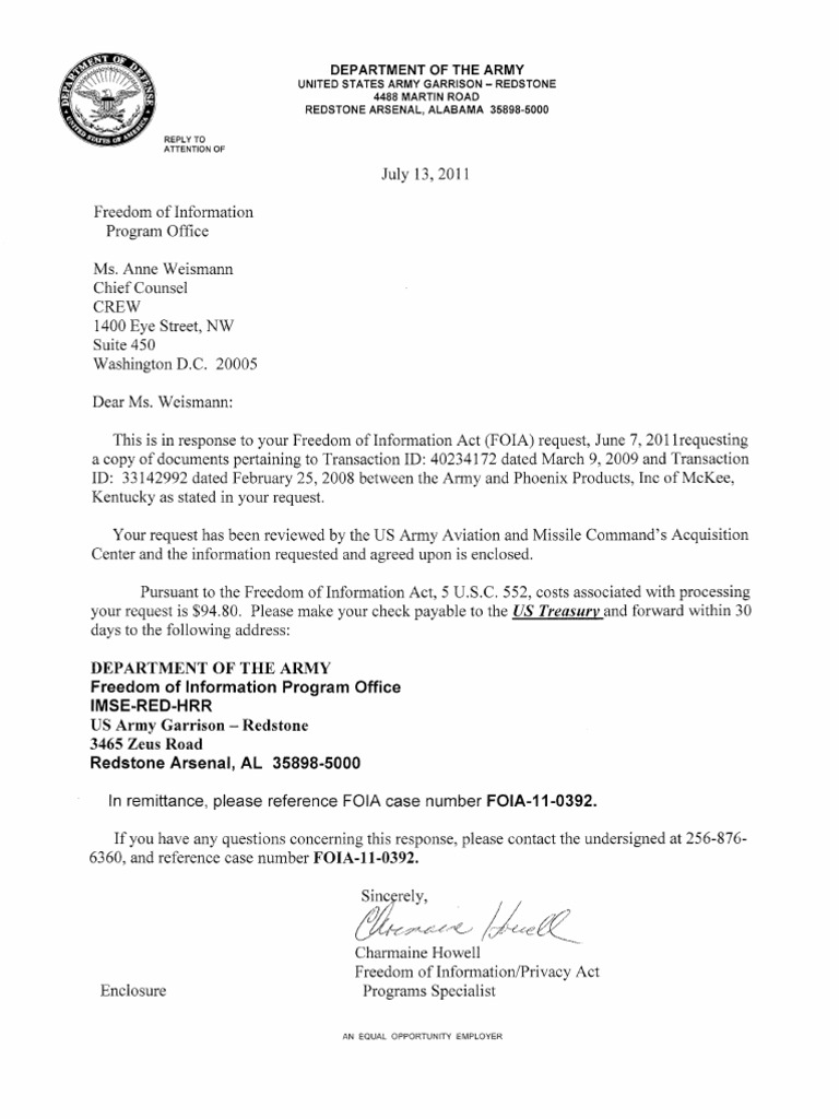 Responsive Documents - CREW: Department of The Army: Regarding ...