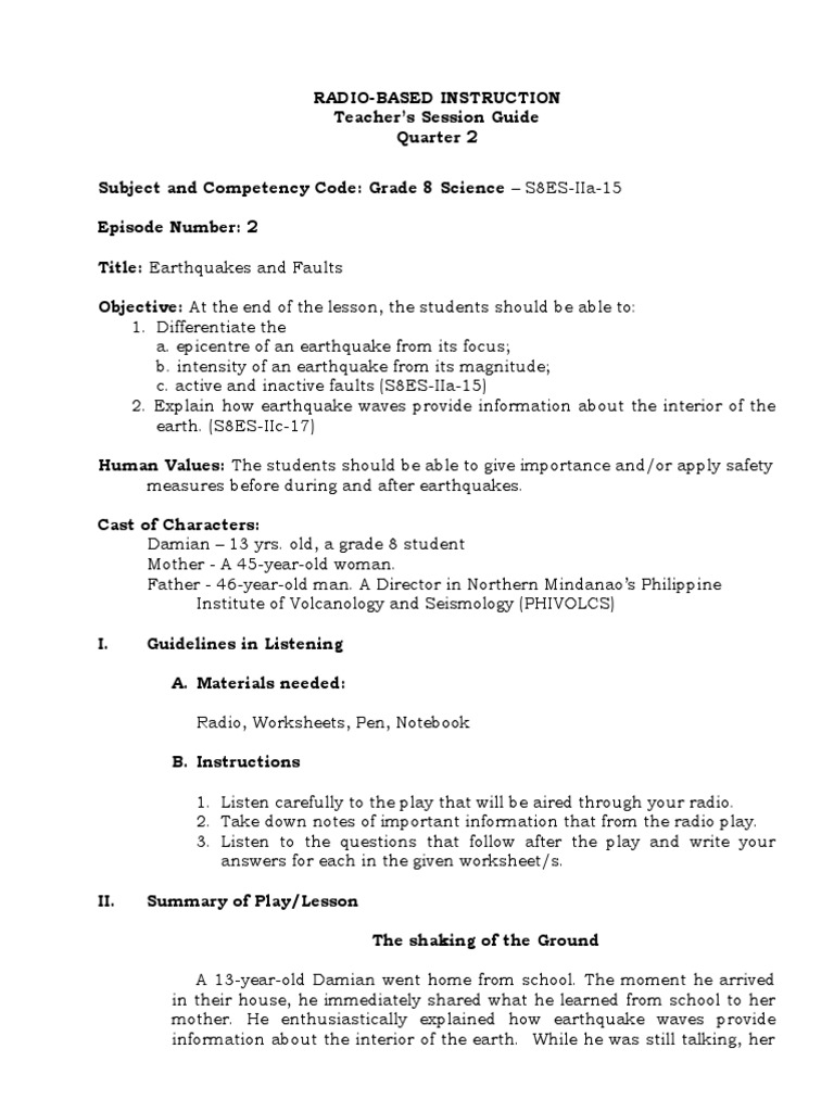 Revised SCIENCE 8 Session Guide and Worksheet Episode 2 | PDF ...