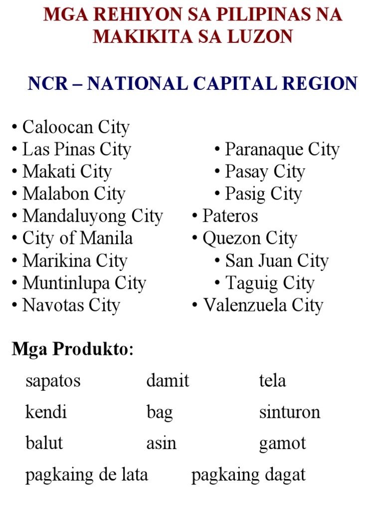 Mga Rehiyon Sa Pilipinas | PDF