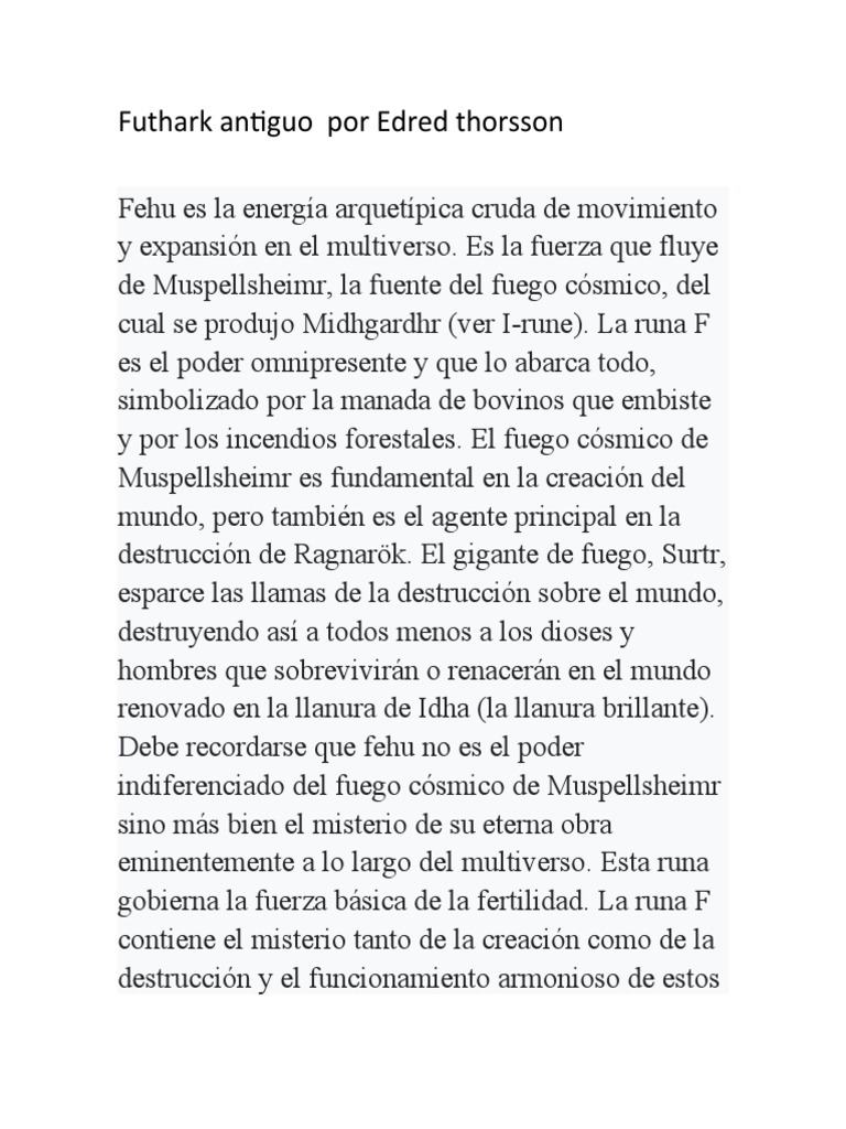 Futhark Antiguo Por Edred Thorsson | PDF | Runas | Mitología nórdica