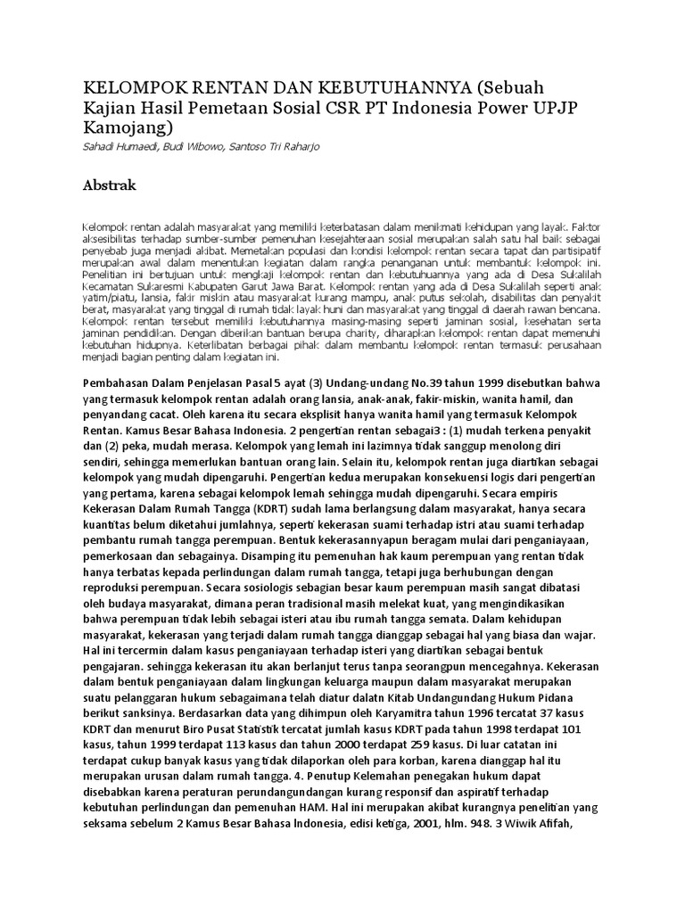 Kelompok Rentan Dan Kebutuhannya | PDF