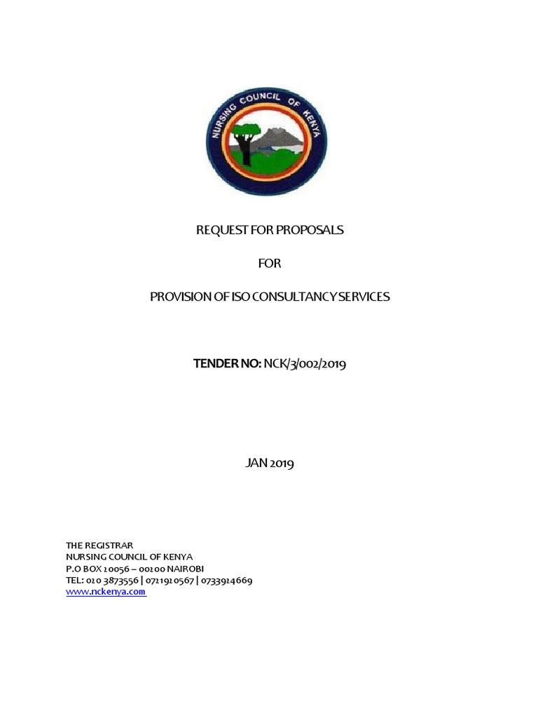 TOR To Provide QMS For Nairobi NursesISO - RFP - NCK30022019 - 22012019 | PDF | Request For ...