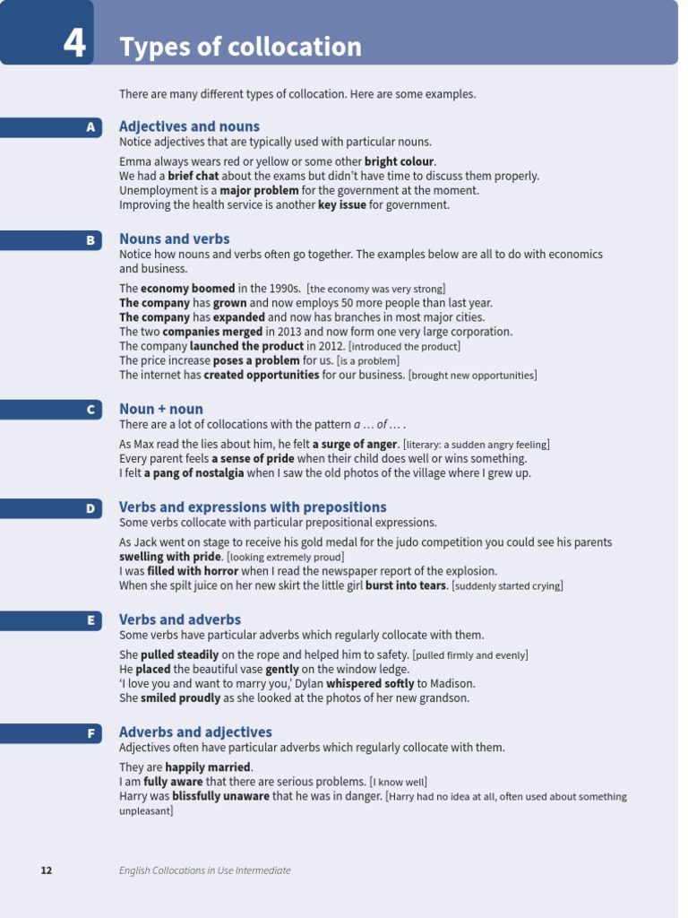 Types of Collocation - 4 Ways Words Commonly Collocate | PDF | English ...