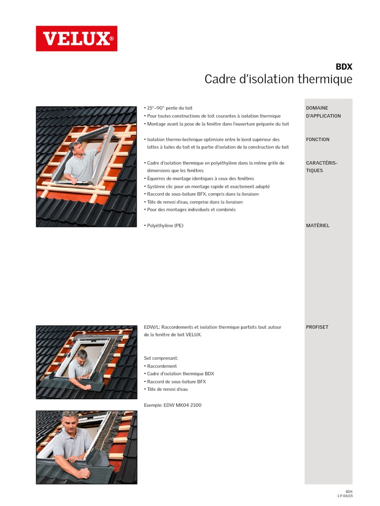 Cadre d'isolation thermique BDX VELUX | PDF | Isolation thermique du ...