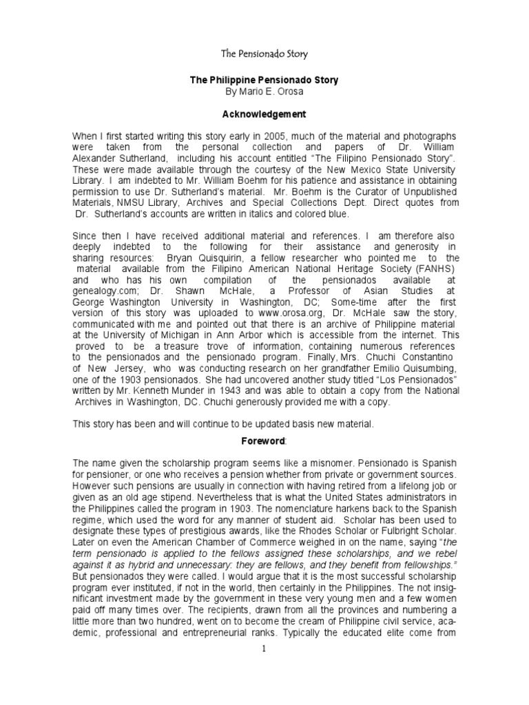 The Pensionado Program: A Legacy of Excellence | PDF | Cost Of Living ...