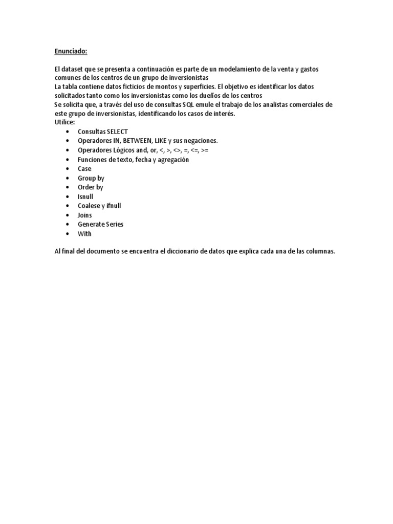 Prueba de Conocimiento 2 SQL | PDF | SQL | Informática