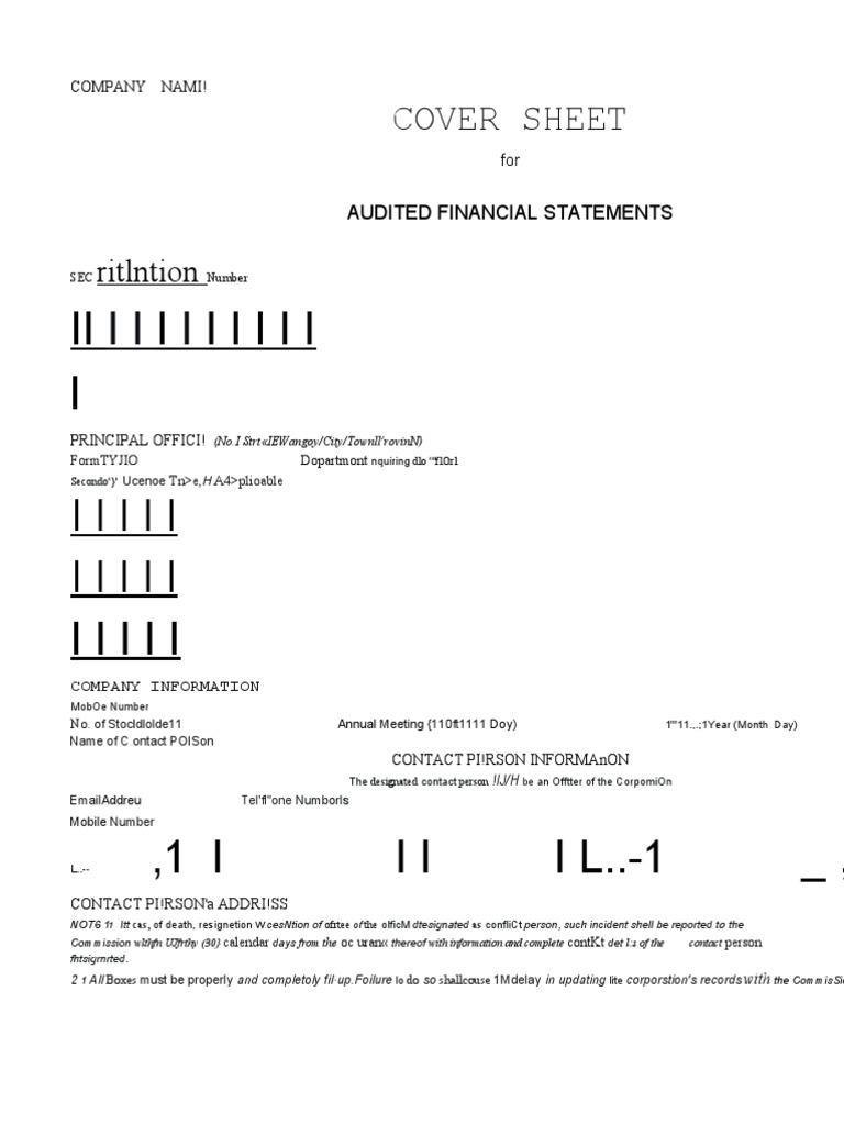 SEC COVER SHEET EXCEL FORMAT 2015 - Download - Cover - forAFS | PDF
