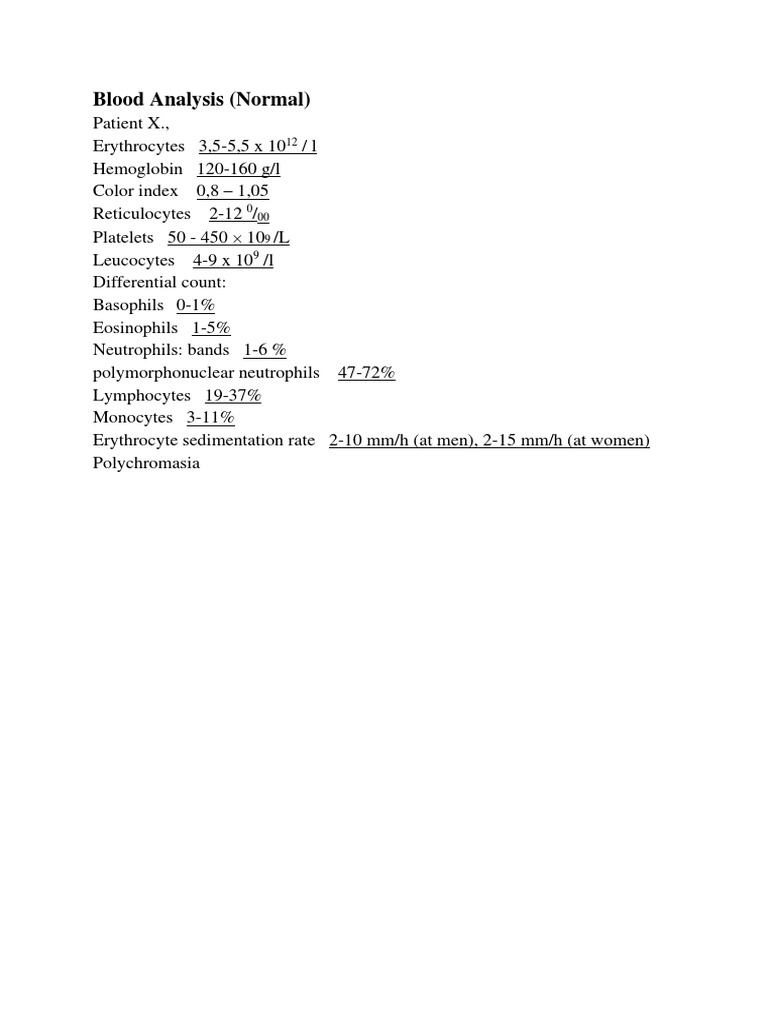 Blood Test Normal | PDF