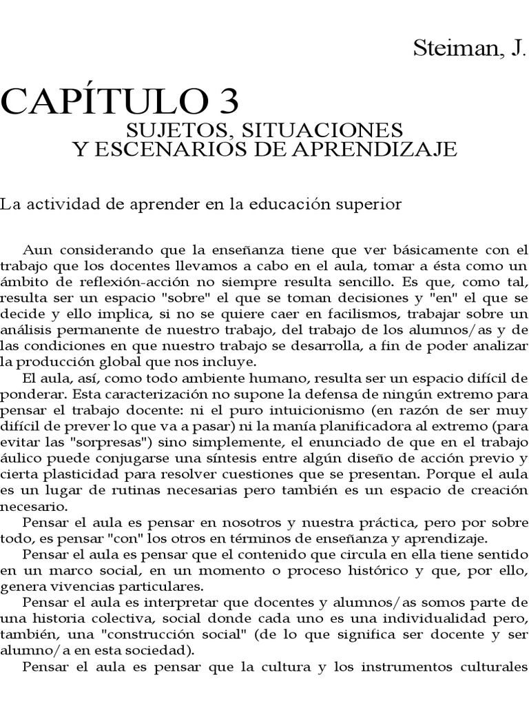 Steiman J. Que Debatimos Hoy en La Didactica. Sujetos, Situaciones y Escenarios de Aprendizaje ...