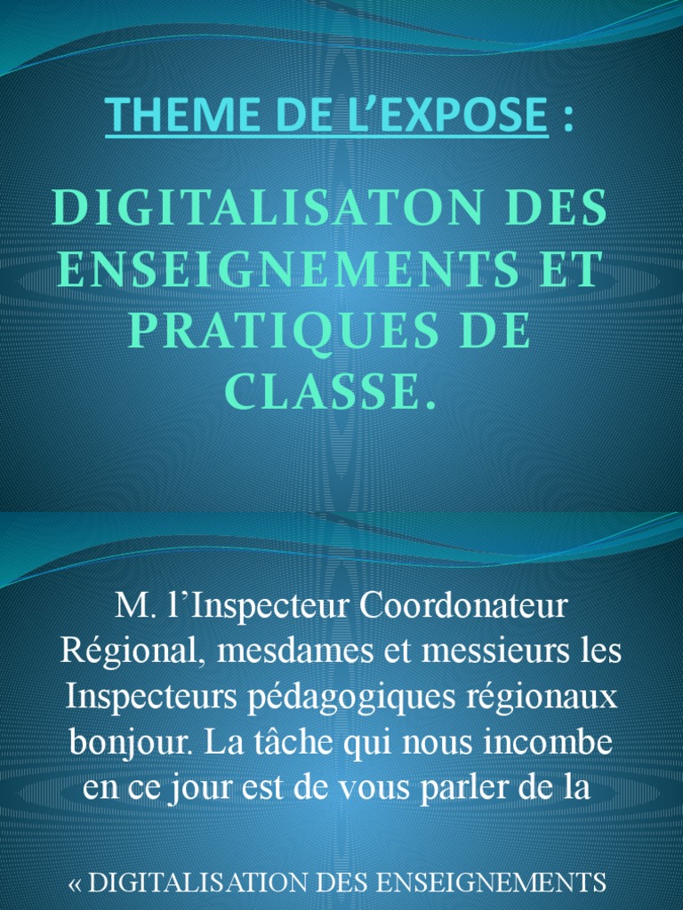 Digitalisation Des Enseignements Et Pratique Des Classes | PDF ...