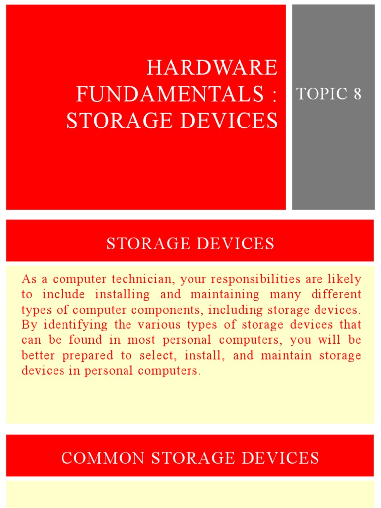 Ict 10 First Quarter Topic 8 Hardware Fundamentals Storage Devices Pdf Computer Data Storage