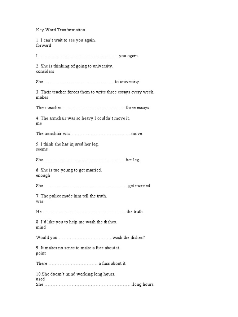 Key Word Transformation | PDF