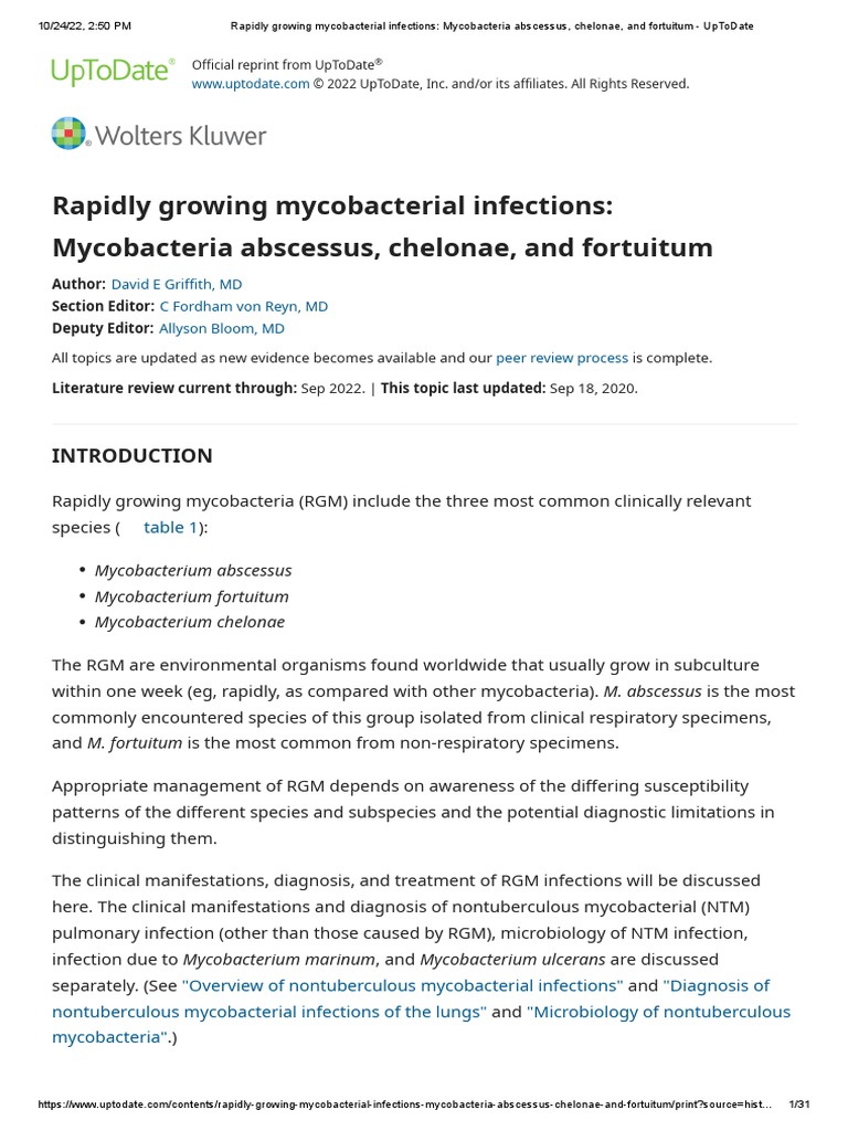 Rapidly Growing Mycobacterial Infections - Mycobacteria Abscessus ...
