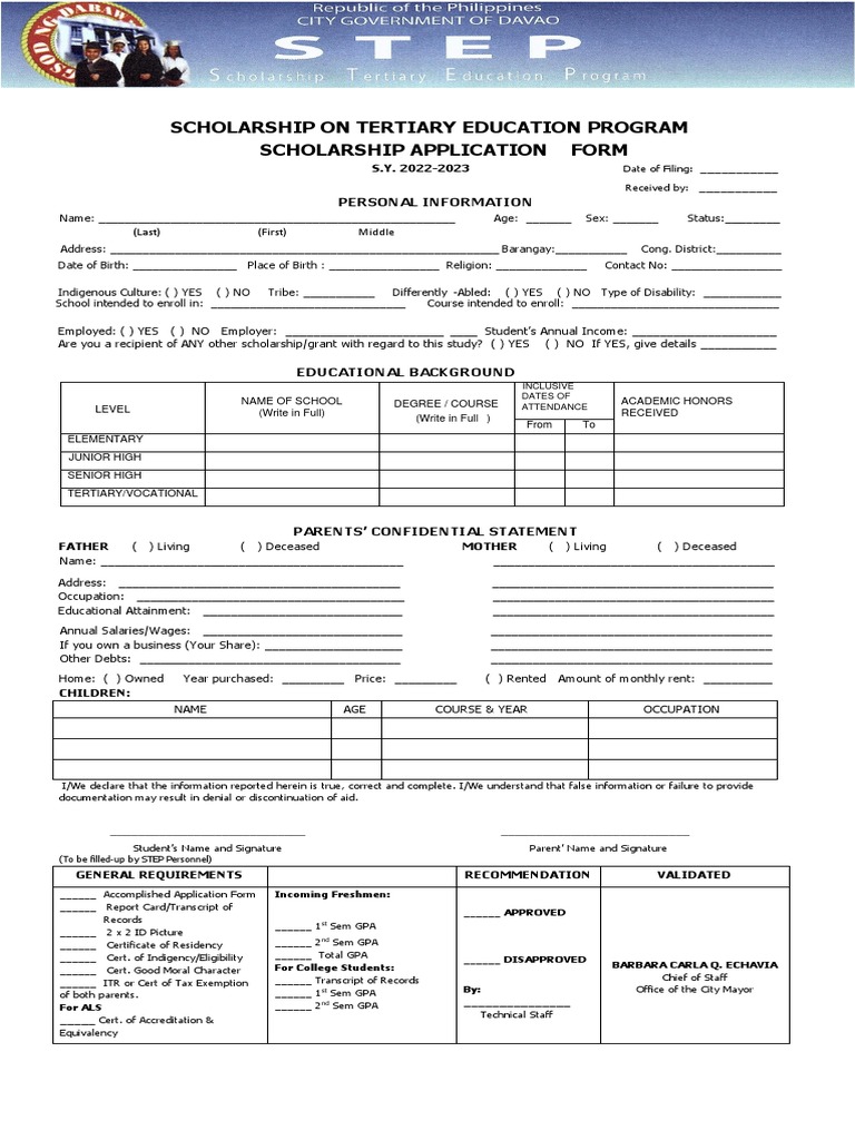 STEP Application Form | PDF | Students STEP Application Form | PDF | Students