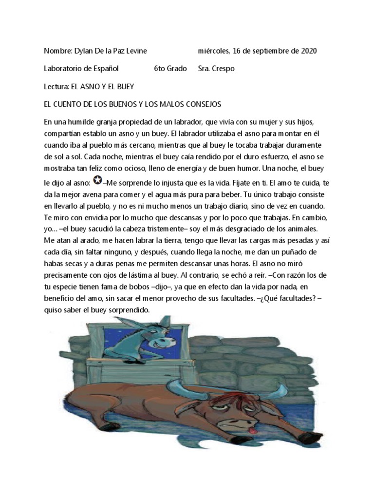 Lectura El Asno y El Buey (4) Contestado | PDF | Arado | Ganado