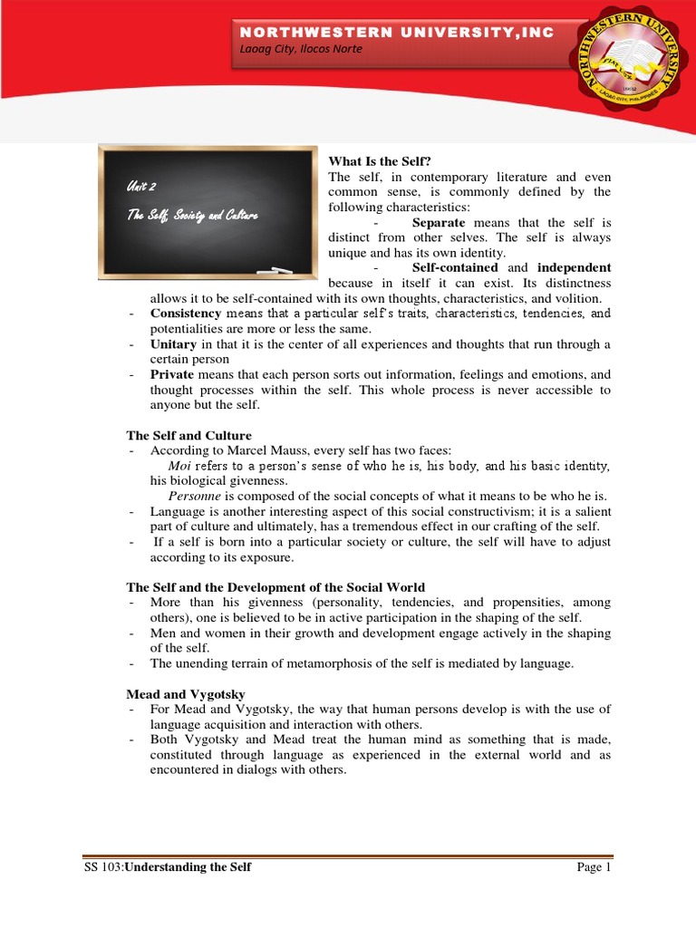 Module 1 Unit 2 Pdf Self Experience 
